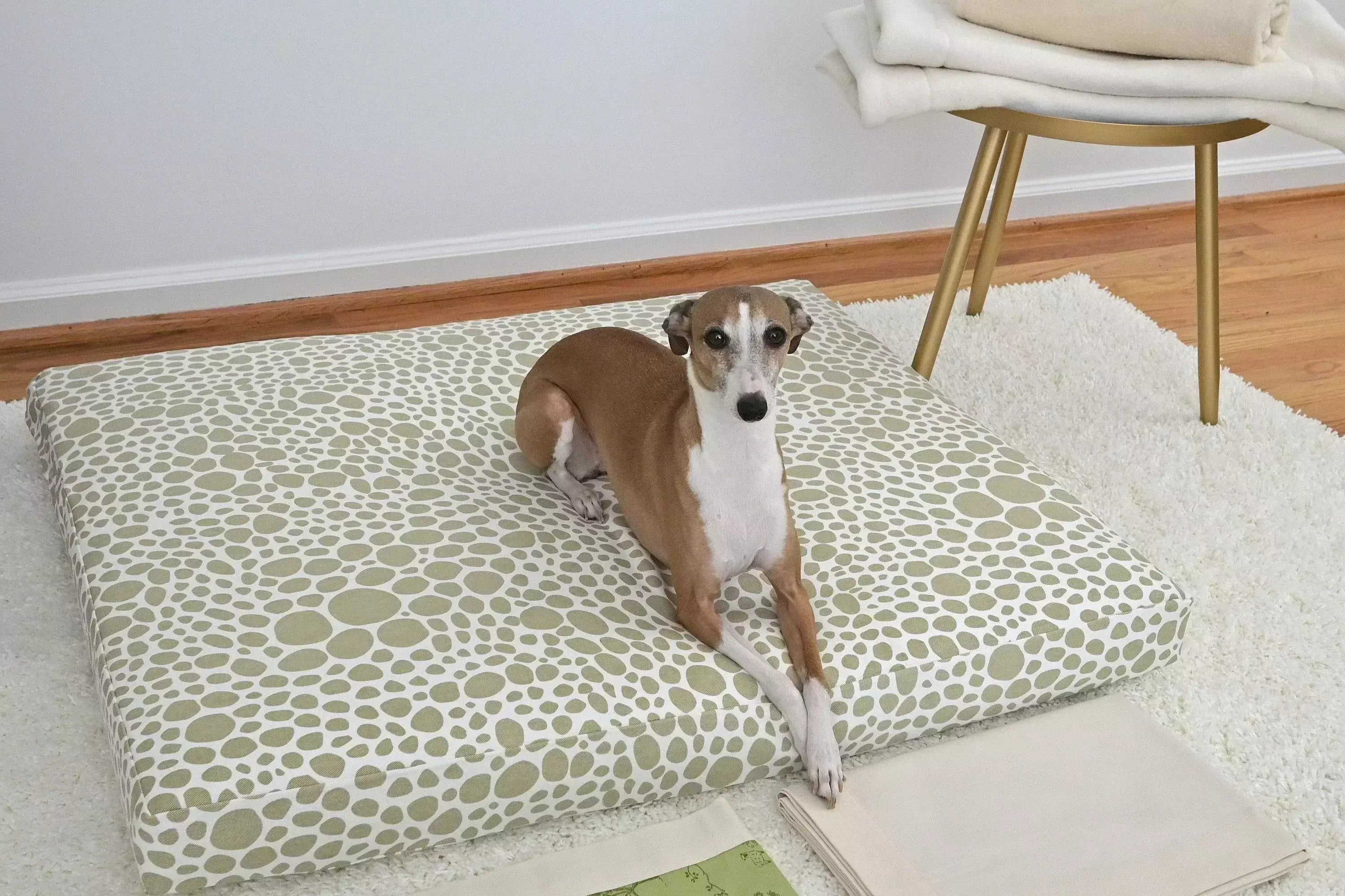 Organic Cotton Dog BED Cover, Pebbles Denim – All Natural Dog Beds